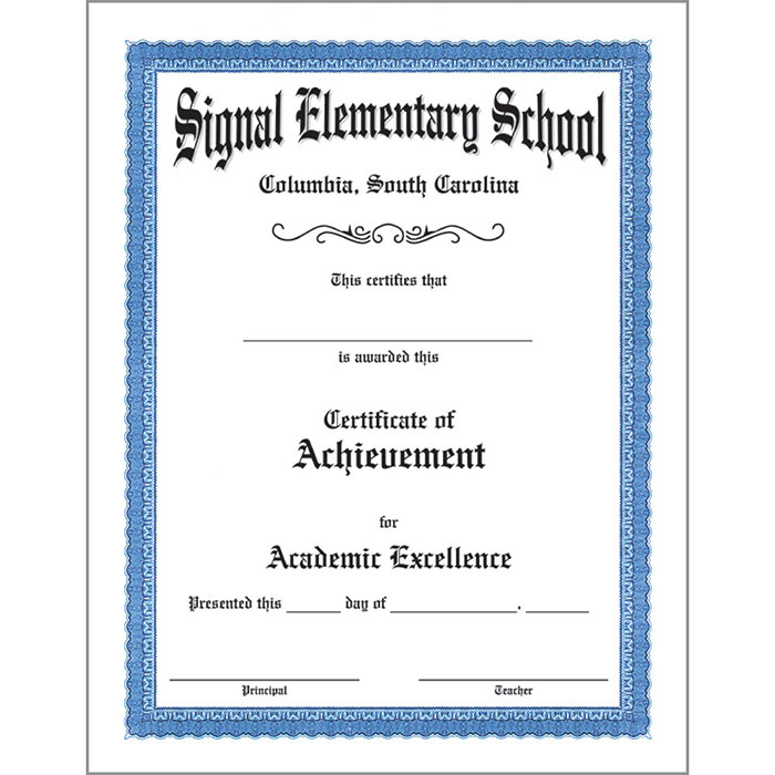 Blue on White Parchtone Classic Custom Certificate - Jones School Supply