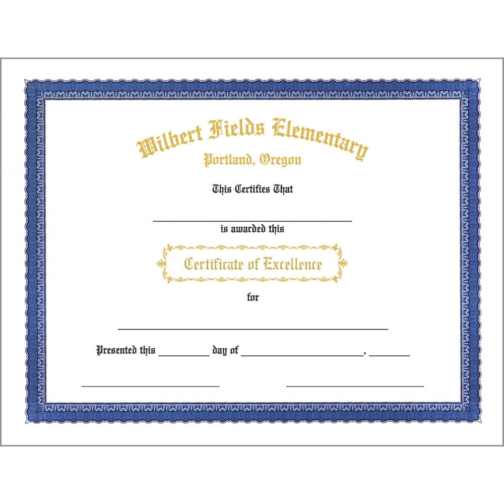 Excellence Blue Parchtone Certificate - Jones School Supply